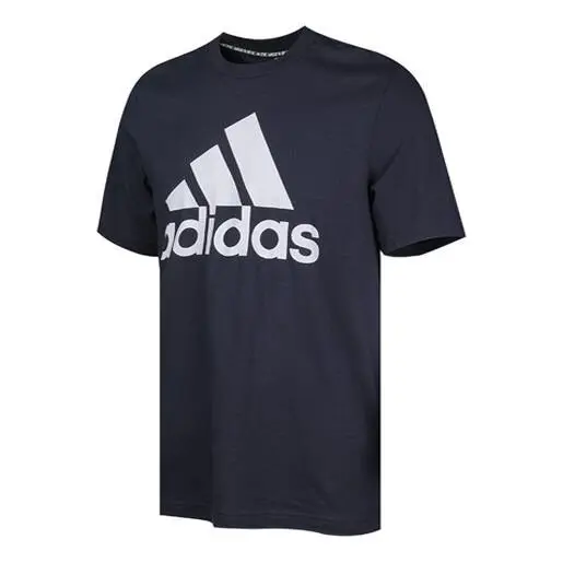 Adidas Large Logo Round Neck Short Sleeve Blue - Navy