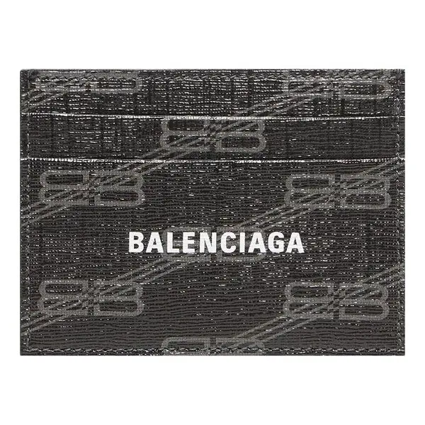 Balenciaga Signature Card Holder Bb Monogram Coated Canvas - Black