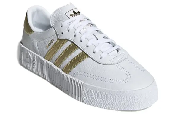Adidas Sambarose Sneakers In Metallic Gold - White