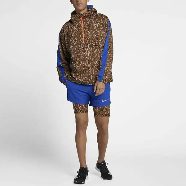 Nike Dri-fit Reflective Running Shorts With Animal Print Liner
