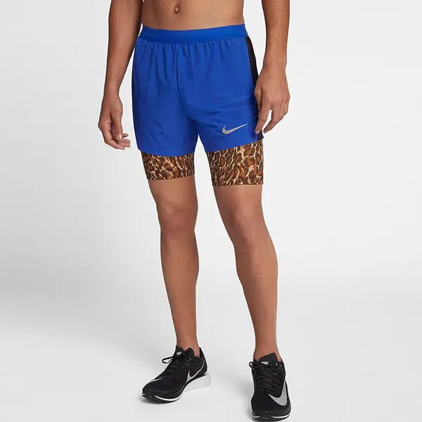 Nike Dri-fit Reflective Running Shorts With Animal Print Liner