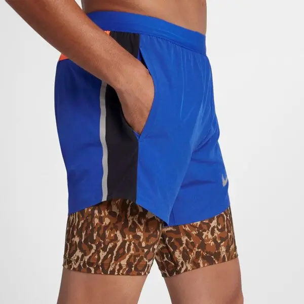 Nike Dri-fit Reflective Running Shorts With Animal Print Liner