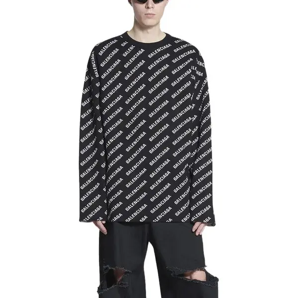 Balenciaga All Over Logo Crewneck Sweater