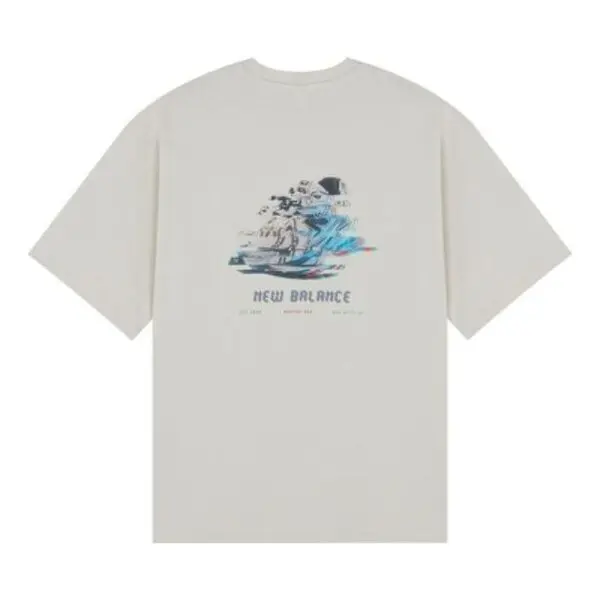 NEW BALANCE Graphic Print T-shirt Asia Sizing 'grey Blue - Grey/blue