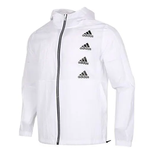 Adidas Logo Print Woven Hooded Jacket