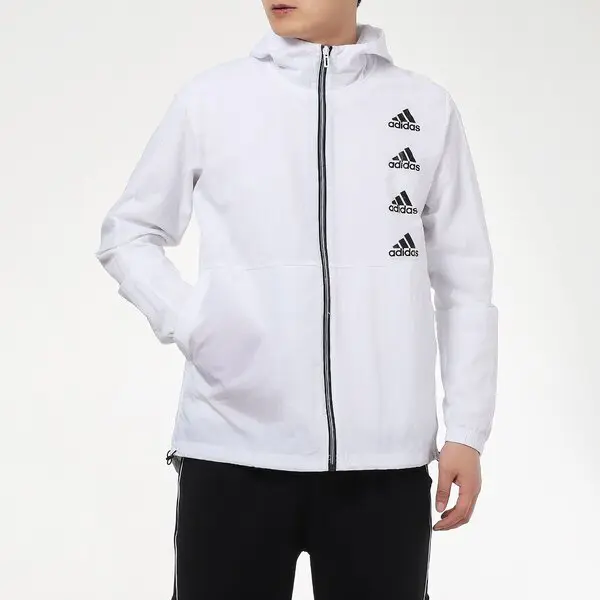 Adidas Logo Print Woven Hooded Jacket