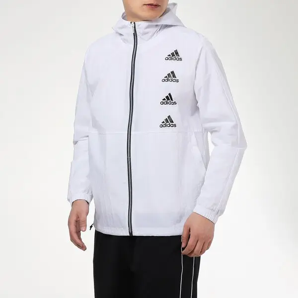 Adidas Logo Print Woven Hooded Jacket