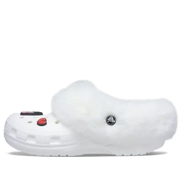 CROCS Classic Clog With Faux Fur Trim - White