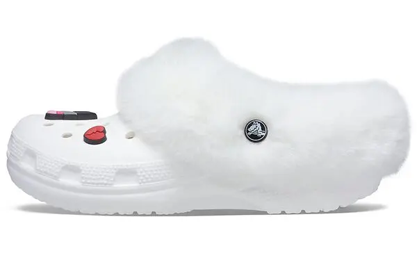 CROCS Classic Clog With Faux Fur Trim - White