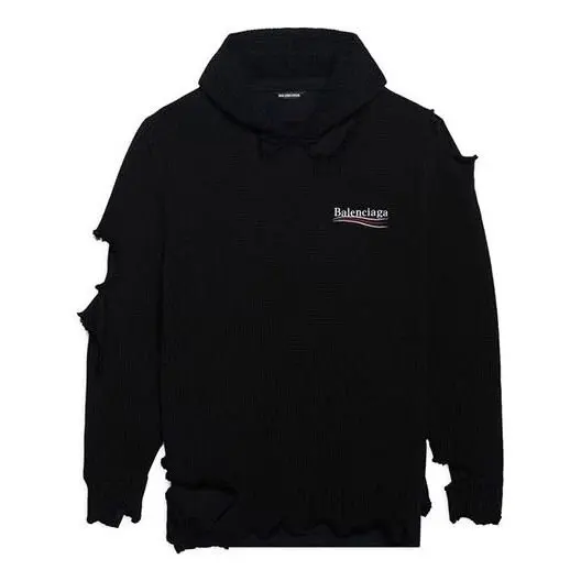 Balenciaga Political Campaign Destroyed Hoodie - Black