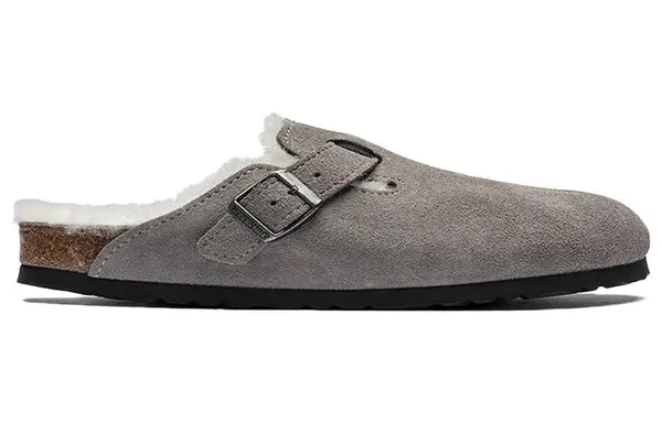 BIRKENSTOCK Boston Suede Clogs - Grey