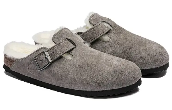 BIRKENSTOCK Boston Suede Clogs - Grey