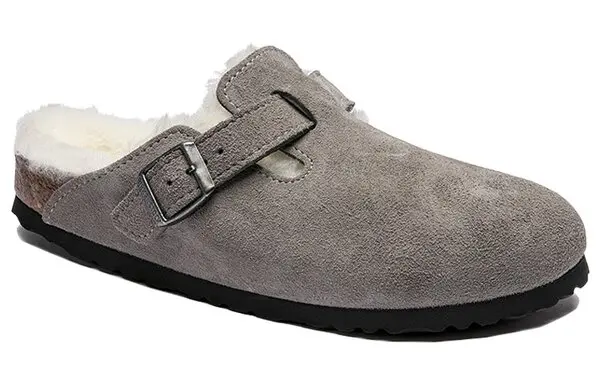BIRKENSTOCK Boston Suede Clogs - Grey