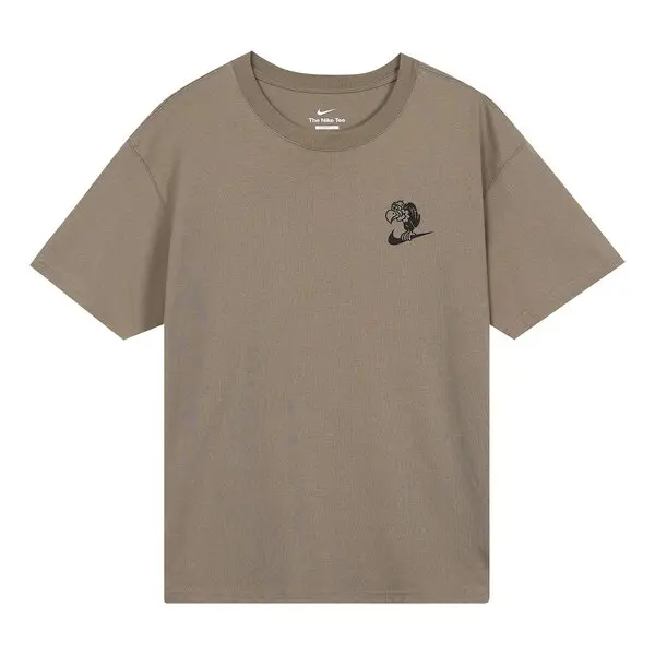 Nike Cartoon Printing Round Neck Short Sleeve Olive Grey T-shirt - Default Color
