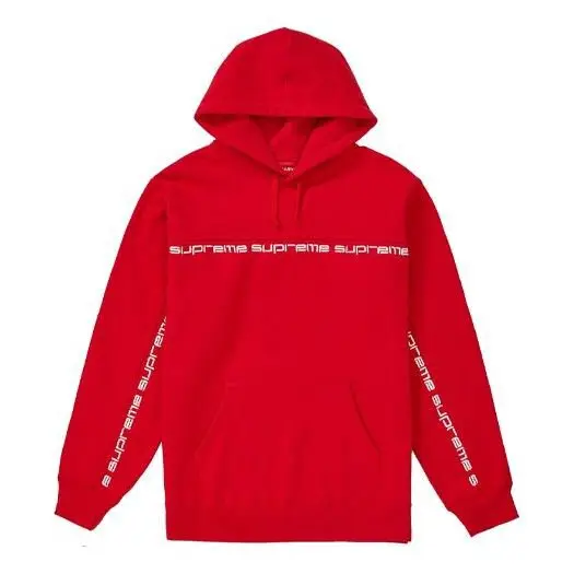 Supreme Fw18 Text Stripe Hoodie - Red