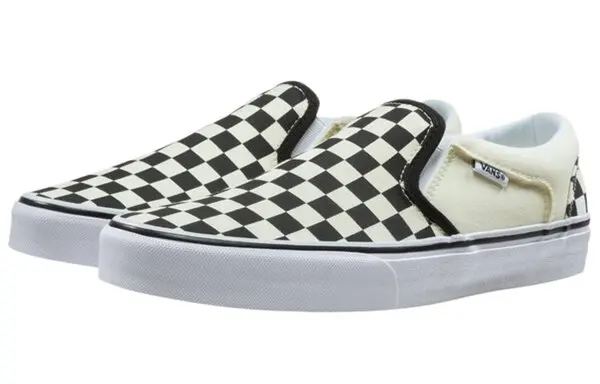 VANS Asher Checkerboard Low Top Slip-on Sneakers - Black/white