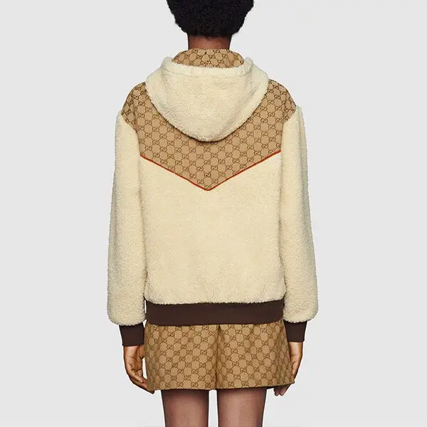 Gucci The North Face X Gg Canvas Shearling Hooded Jacket