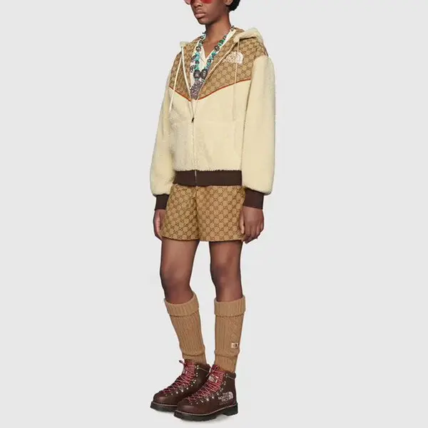 Gucci The North Face X Gg Canvas Shearling Hooded Jacket