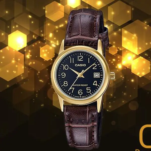 Casio Quartz Analog Watch With Leather Strap