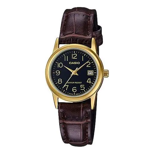 Casio Quartz Analog Watch With Leather Strap - Brown