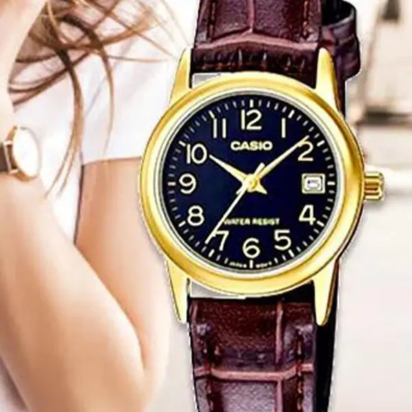 Casio Quartz Analog Watch With Leather Strap