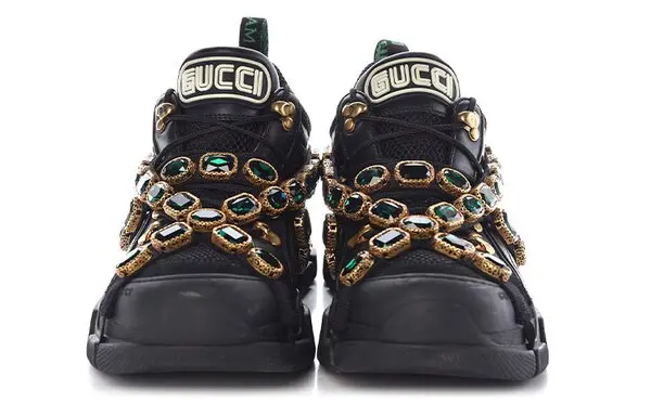 Gucci Flashtrek Embellished Leather Sneakers - Black