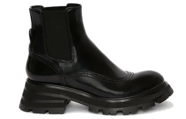 Alexander McQueen Leather Chelsea Ankle Boots - Black