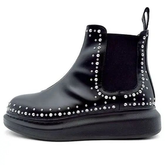 Alexander McQueen Studded Hybrid Chelsea Boots - Black/silver