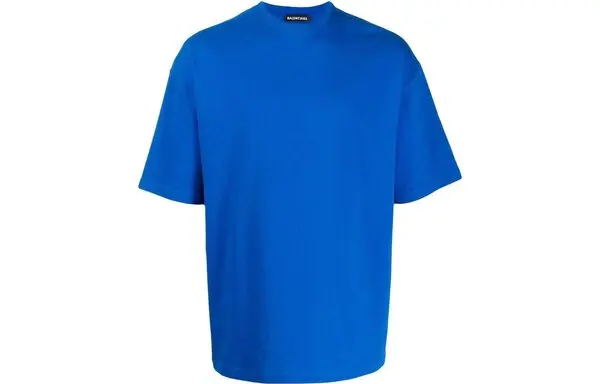 Balenciaga Back Print Logo Cotton T-shirt - Blue