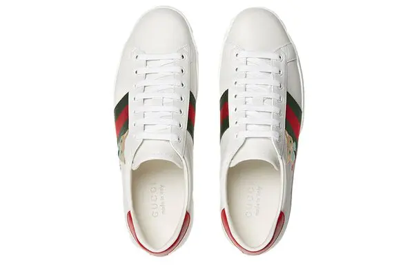Gucci Ace Low "cat" Sneakers - White/green/red