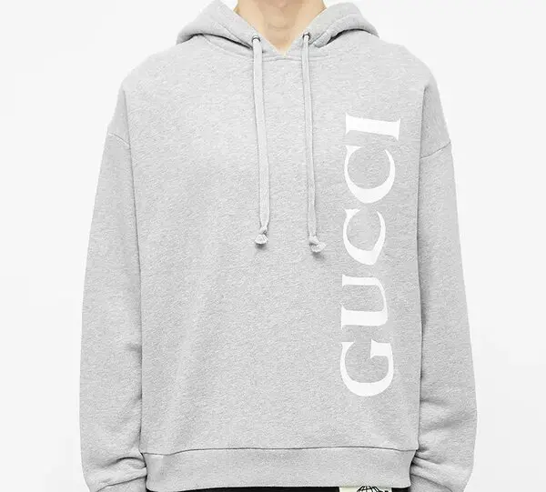 Gucci Large Logo Cotton Hoodie - Grey