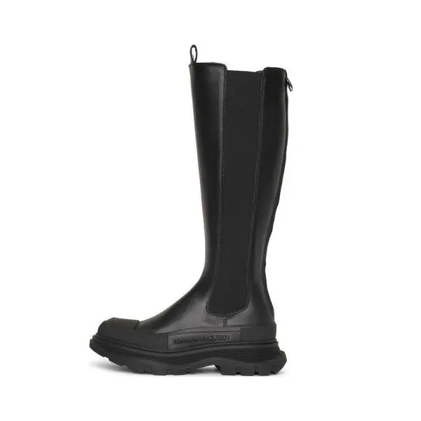 Alexander McQueen Knee High Tread Slick Boots - Black