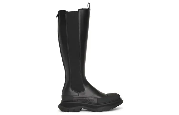 Alexander McQueen Knee High Tread Slick Boots - Black