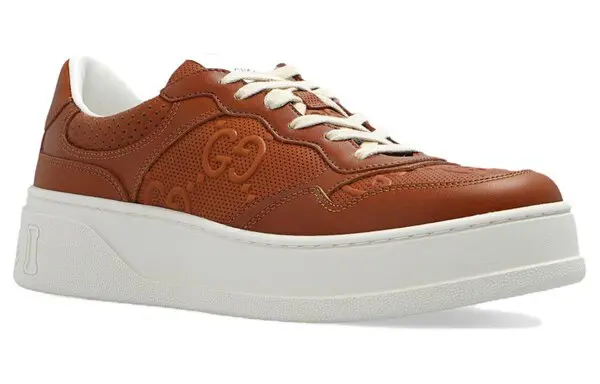 Gucci Embossed Gg Platform Sneakers - Brown/white