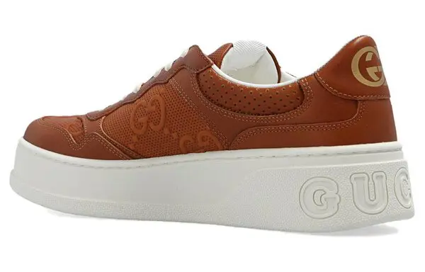 Gucci Embossed Gg Platform Sneakers - Brown/white