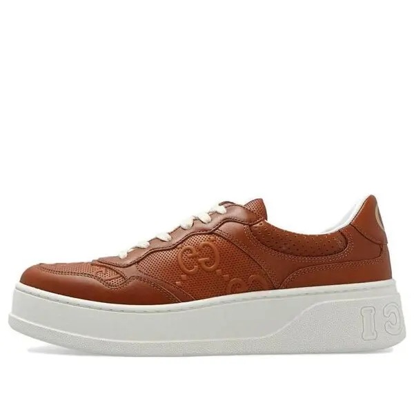 Gucci Embossed Gg Platform Sneakers - Brown/white