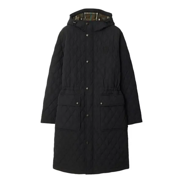 Burberry Quilted Hooded Coat - Black