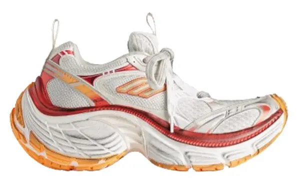 Balenciaga 10xl Sneakers In White, Red, And Orange Mesh, Tpu, And Rubber - White/orange/red