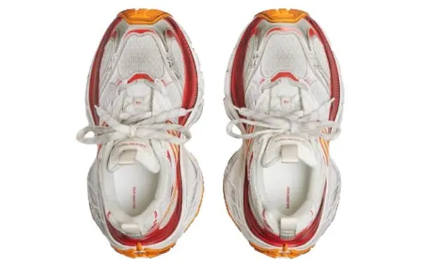 Balenciaga 10xl Sneakers In White, Red, And Orange Mesh, Tpu, And Rubber - White/orange/red