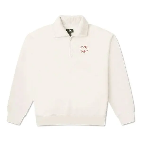CONVERSE Heart Zip Sweater - White/red