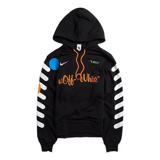 Nike X Off-white "total Orange" Hoodie - Black
