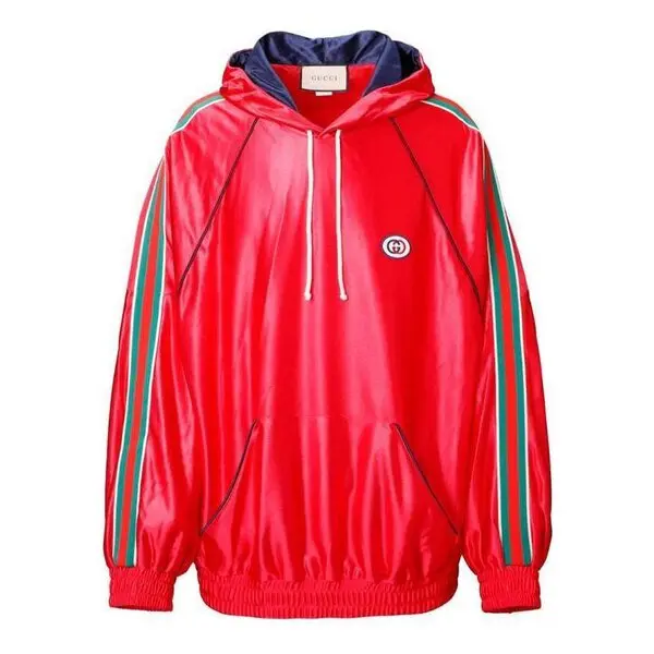 Gucci Ss21 Taped Hooded Track Jacket - Red
