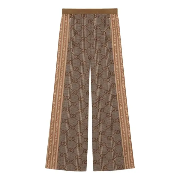 Gucci Gg Monogram Jacquard Pants - Brown/beige