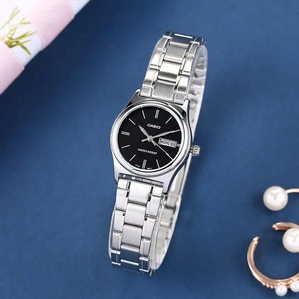 Casio Quartz Stainless Steel Analog Watch With Day And Date - Black