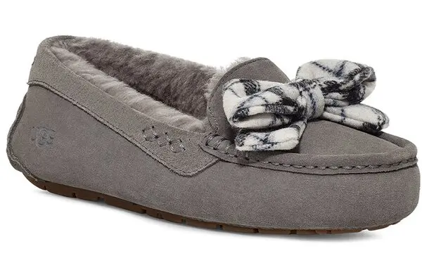 UGG Ansley Plaid Bow Slipper - Charcoal