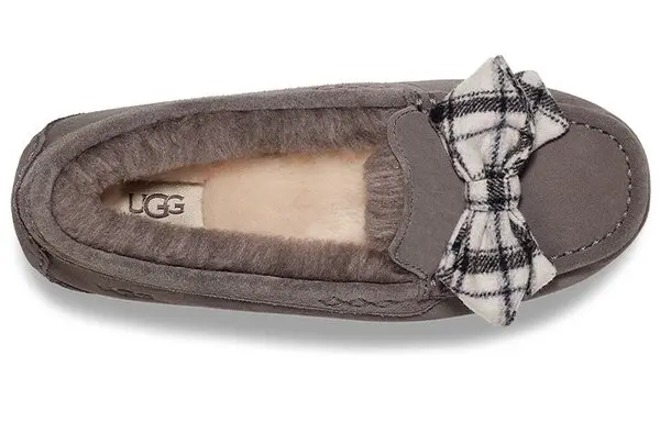 UGG Ansley Plaid Bow Slipper - Charcoal