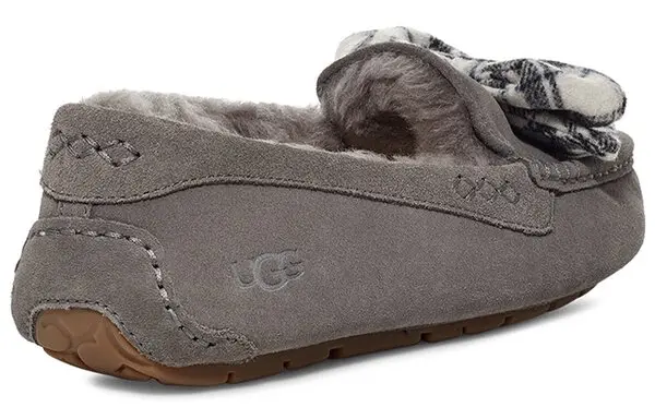 UGG Ansley Plaid Bow Slipper - Charcoal