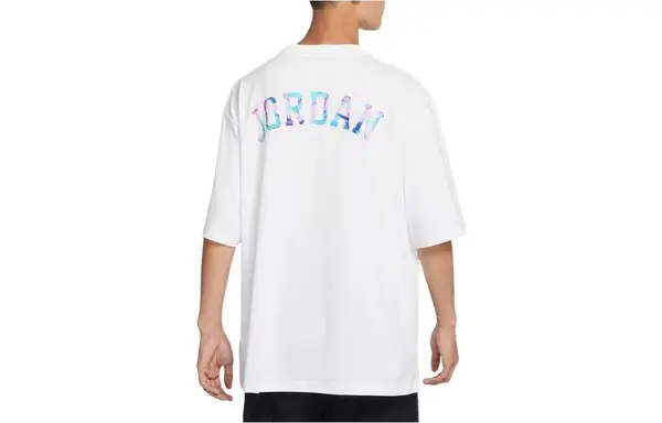 JORDAN Solid Color Round Neck Pullover Brand Multi-color Alphabet Short Sleeve T-shirt White