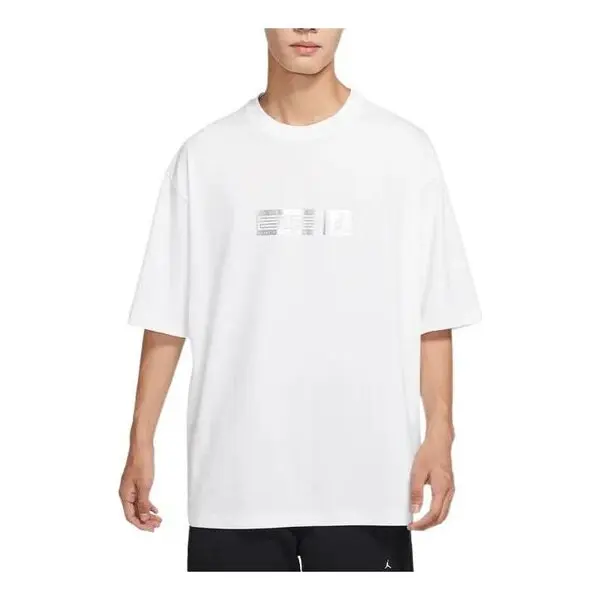 JORDAN Solid Color Round Neck Pullover Brand Multi-color Alphabet Short Sleeve T-shirt White