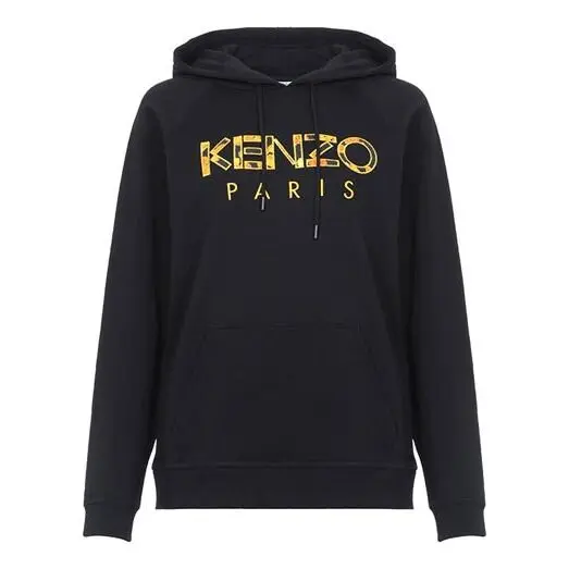 Kenzo Logo Print Hoodie - Black